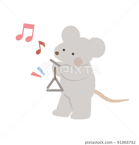 Mouse playing the triangle - Stock Illustration [91868782] - PIXTA