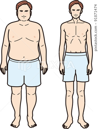 Obese / lean male set - Stock Illustration [91871474] - PIXTA