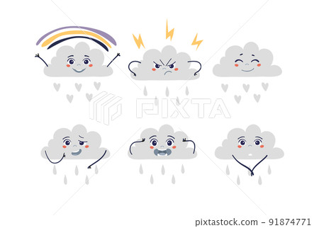 Cloud emoticon with different emotions,... - Stock Illustration [91874771] - PIXTA