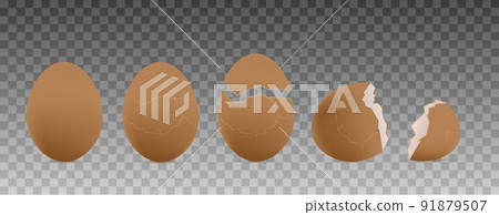 Cracked farm chicken egg in 3d vector... - Stock Illustration [91879507] - PIXTA