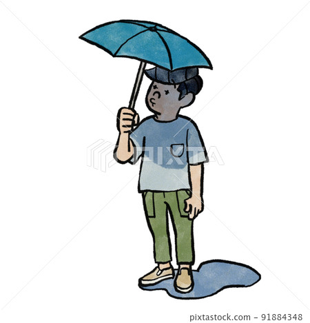 Man holding a parasol - Stock Illustration [91884348] - PIXTA