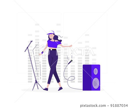 a young woman dropping the mic - Stock Illustration [91887034] - PIXTA