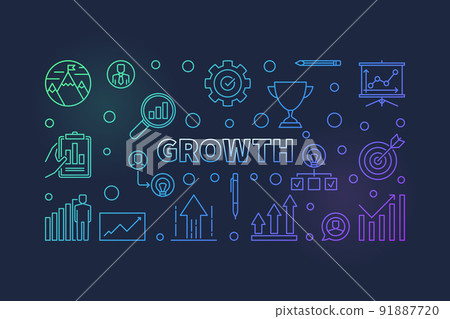 Vector Growth colorful horizontal outline... - Stock Illustration ...