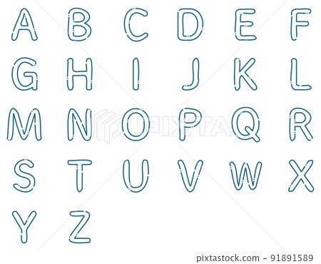 Alphabet set hand-painted dashed line simple blue - Stock Illustration ...