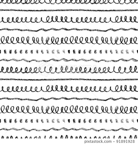Hand drawn charcoal lines vector seamless pattern. - Stock Illustration ...