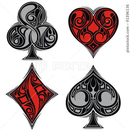 Black and red playing card suits - Stock Illustration [91896136] - PIXTA