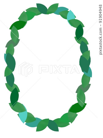 Leaf frame, oval frame, circular frame, green... - Stock Illustration ...