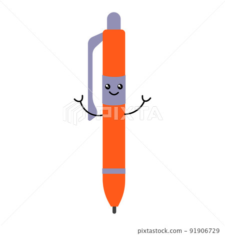 Vector illustration of cute cartoon kawaii pen... - Stock Illustration ...