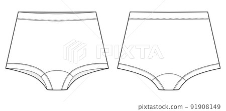 Girls knickers technical sketch illustration.... - Stock Illustration ...