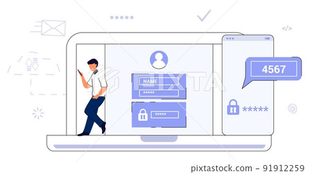 2fa Two factor authentication password secure... - Stock Illustration [91912259] - PIXTA