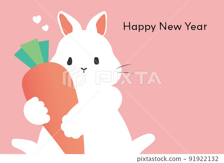 Rabbit New Year's card design with carrots... - Stock Illustration ...