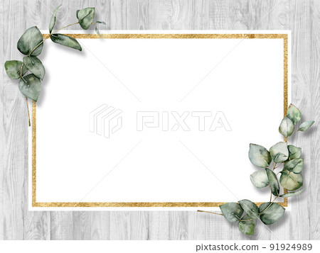 Simple frame material with wood board and leaves - Stock Illustration ...