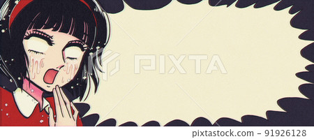 Showa 50's retro anime style tragedy heroine... - Stock Illustration ...