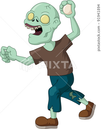 Cute zombie cartoon playing baseball - Stock Illustration [91941894 ...