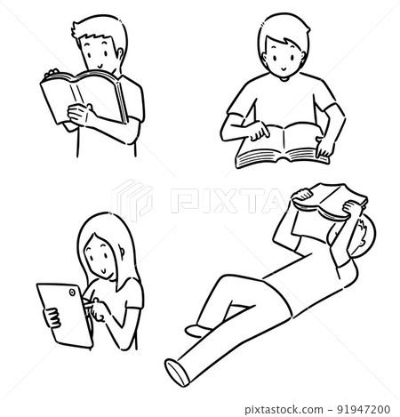 vector set of reader-插圖素材 [91947200] - PIXTA圖庫