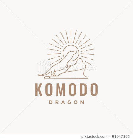 line animal beast komodo logo design vector... - Stock Illustration ...