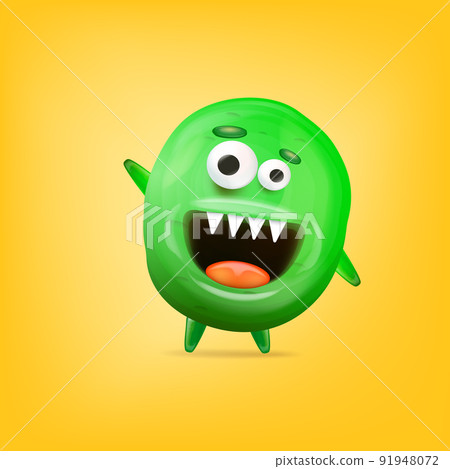 Vector cartoon funny green alien monster... - Stock Illustration ...