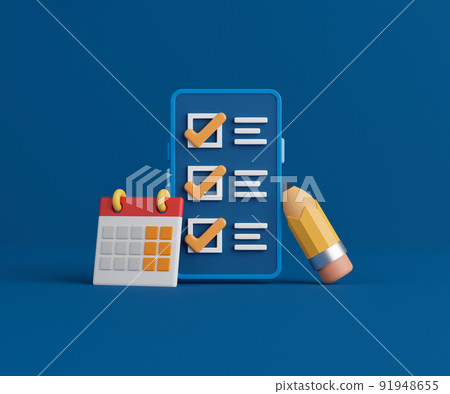 3d rendering checklist application on... - Stock Illustration [91948655 ...