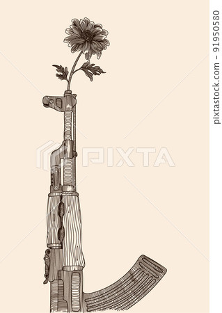 rifle with flower - Stock Illustration [91950580] - PIXTA