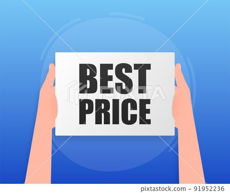 Hand holding signboard with text - best price.... - Stock Illustration ...