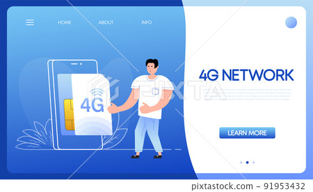 Flat illustration with 4g network people. Flat... - Stock Illustration ...