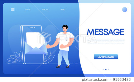 Flat illustration with message people for... - Stock Illustration ...