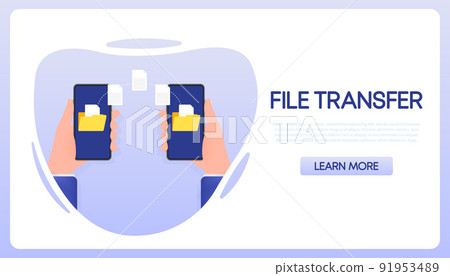 Modern flat icon with file transfer on blue... - Stock Illustration ...