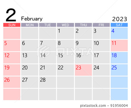 February 2023 calendar - Stock Illustration [91956004] - PIXTA