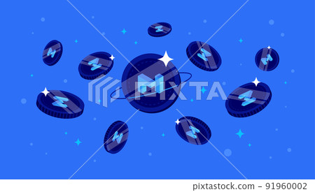 Polygon MATIC coins falling from the sky. MATIC... - Stock Illustration ...