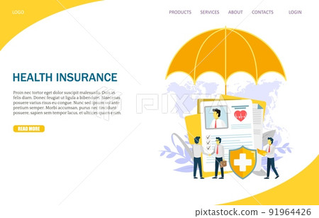 Health insurance vector website landing page... - Stock Illustration ...