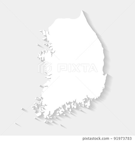 Simple white South Korea map on gray... - Stock Illustration [91973783 ...