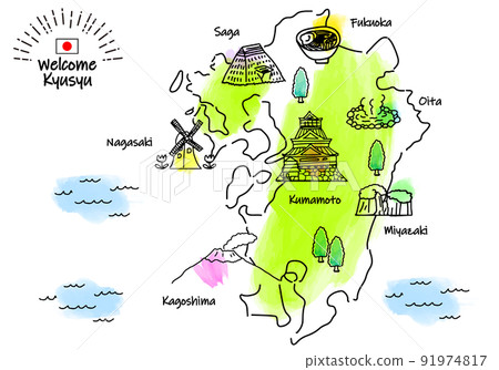 Hand-drawn simple line drawing illustration map... - Stock Illustration ...