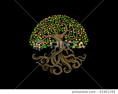 Abstract human tree with colorful leaves... - Stock Illustration ...