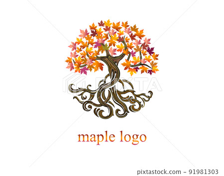 Abstract maple tree logo. human tree with... - Stock Illustration ...