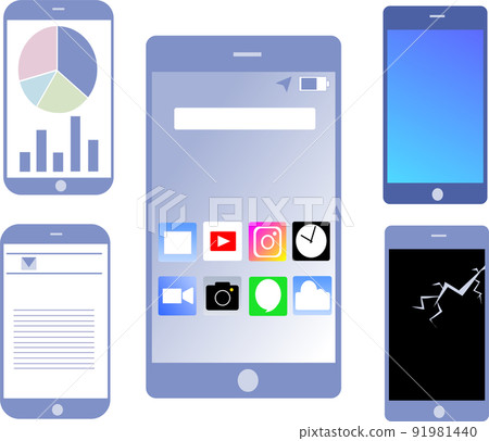 Various mobile phone sets - Stock Illustration [91981440] - PIXTA