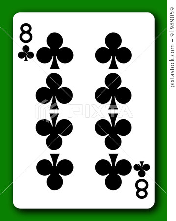 8 Eight of Clubs playing card with clipping... - Stock Illustration ...