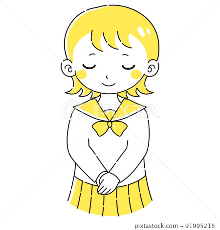 Illustration of a female student bowing - Stock Illustration [91995218 ...