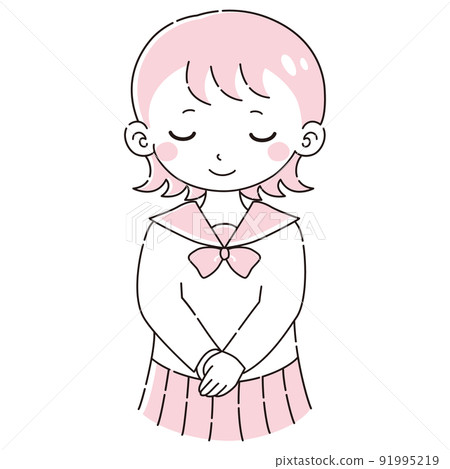 Illustration of a female student bowing - Stock Illustration [91995219 ...