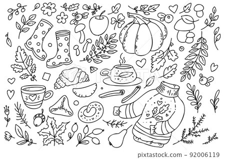A set of fall elements. Autumn vector... - Stock Illustration [92006119 ...