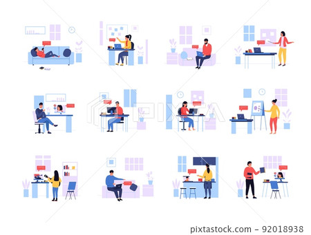 Online course. Cartoon scenes of persons... - Stock Illustration ...