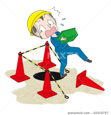 Worker male about to fall into a hole - Stock Illustration [92028787 ...