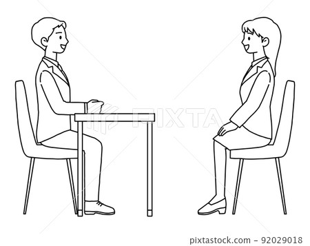 Person / line drawing interviewed in a bright... - Stock Illustration ...