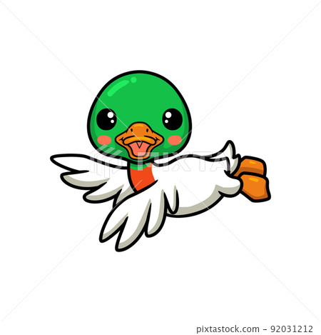 Cute little duck cartoon flying - Stock Illustration [92031212] - PIXTA