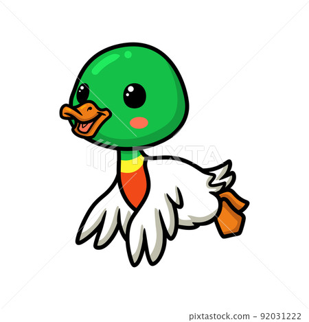 Cute little duck cartoon flying - Stock Illustration [92031222] - PIXTA