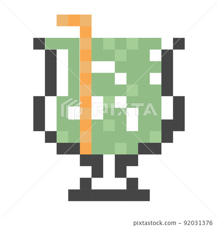 Pixel art juice matcha green tea - Stock Illustration [92031376] - PIXTA