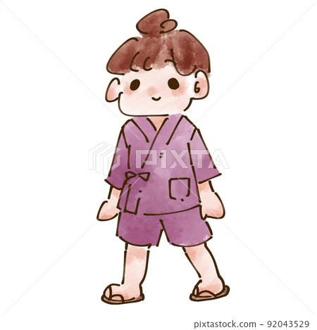 Illustration of a girl wearing Jinbei - Stock Illustration [92043529 ...