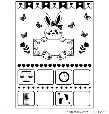 Cartoon template of a child's birth certificate... - Stock Illustration ...