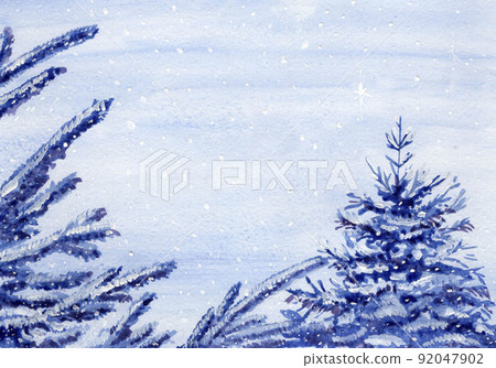 Christmas tree under snow, holiday illustration. - Stock Illustration ...