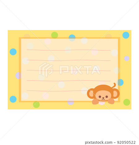 Cartoon cute little monkey sticky note. Memo,...-插圖素材 [92050522] - PIXTA圖庫