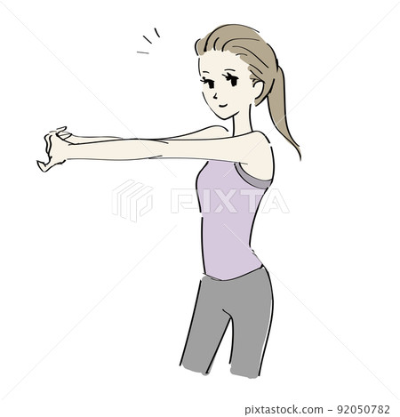 Illustration of a woman stretching her arms and... - Stock Illustration ...